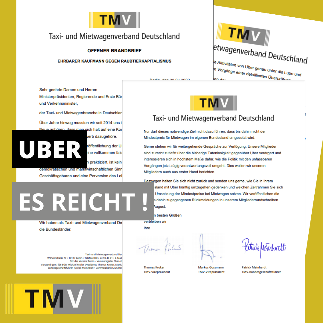 OFFENER BRANDBRIEF - Taxi- und Mietwagenverband Deutschland